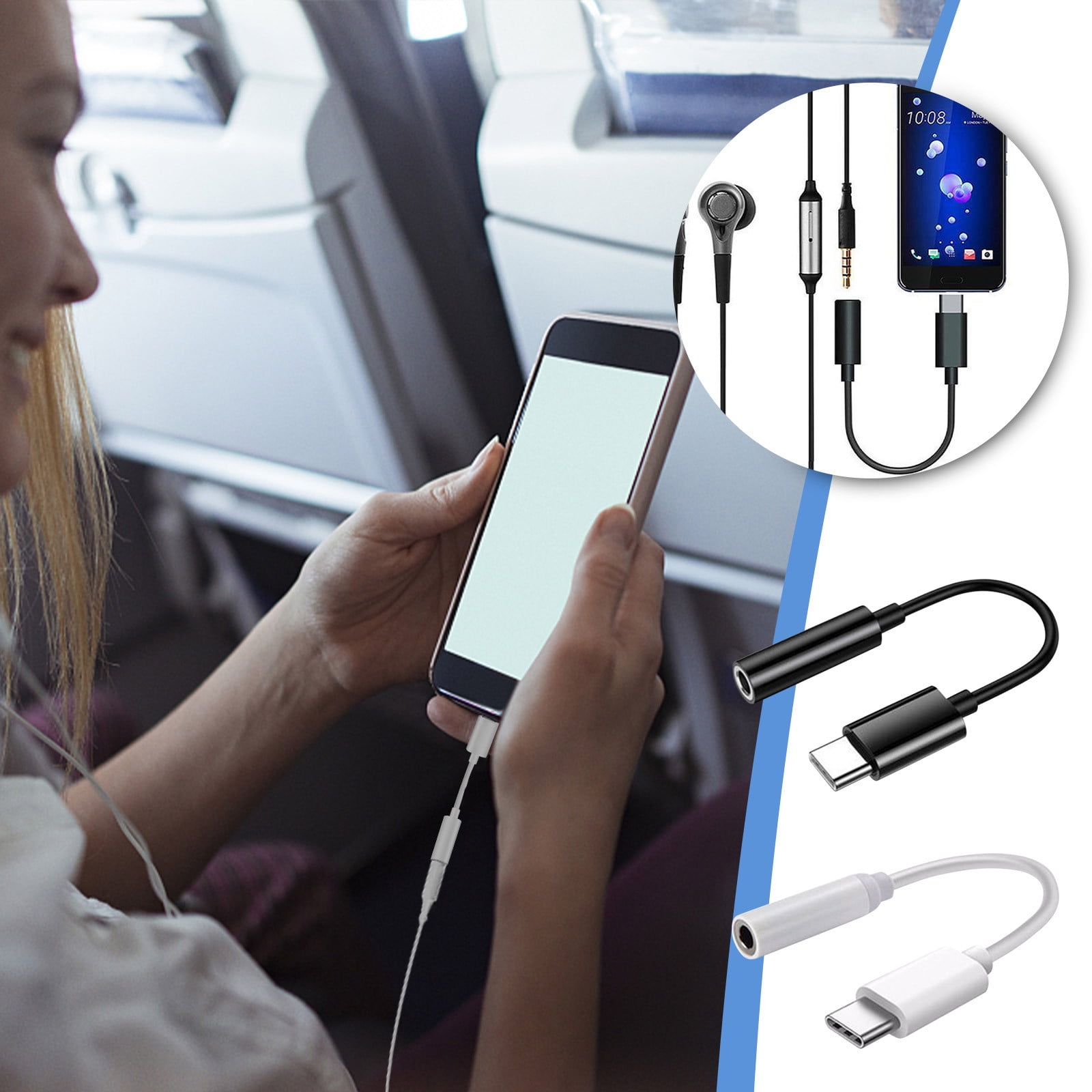 Type-C to 3.5mm Headset Adapter, Cable Audio Converter, Noise Isolation ...