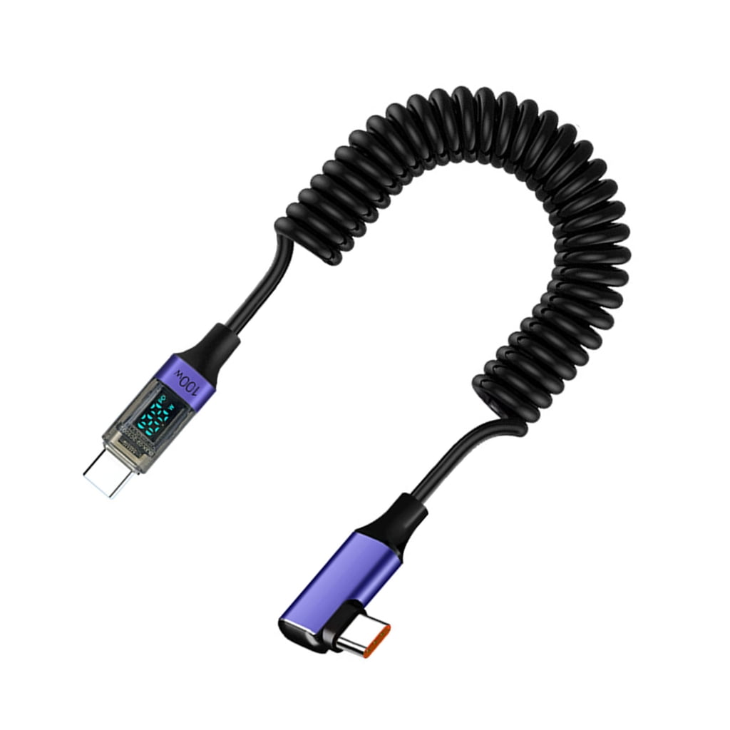 Type C 90 Degree Elbow 100W Fast Charging Spring Cable Cord with ...