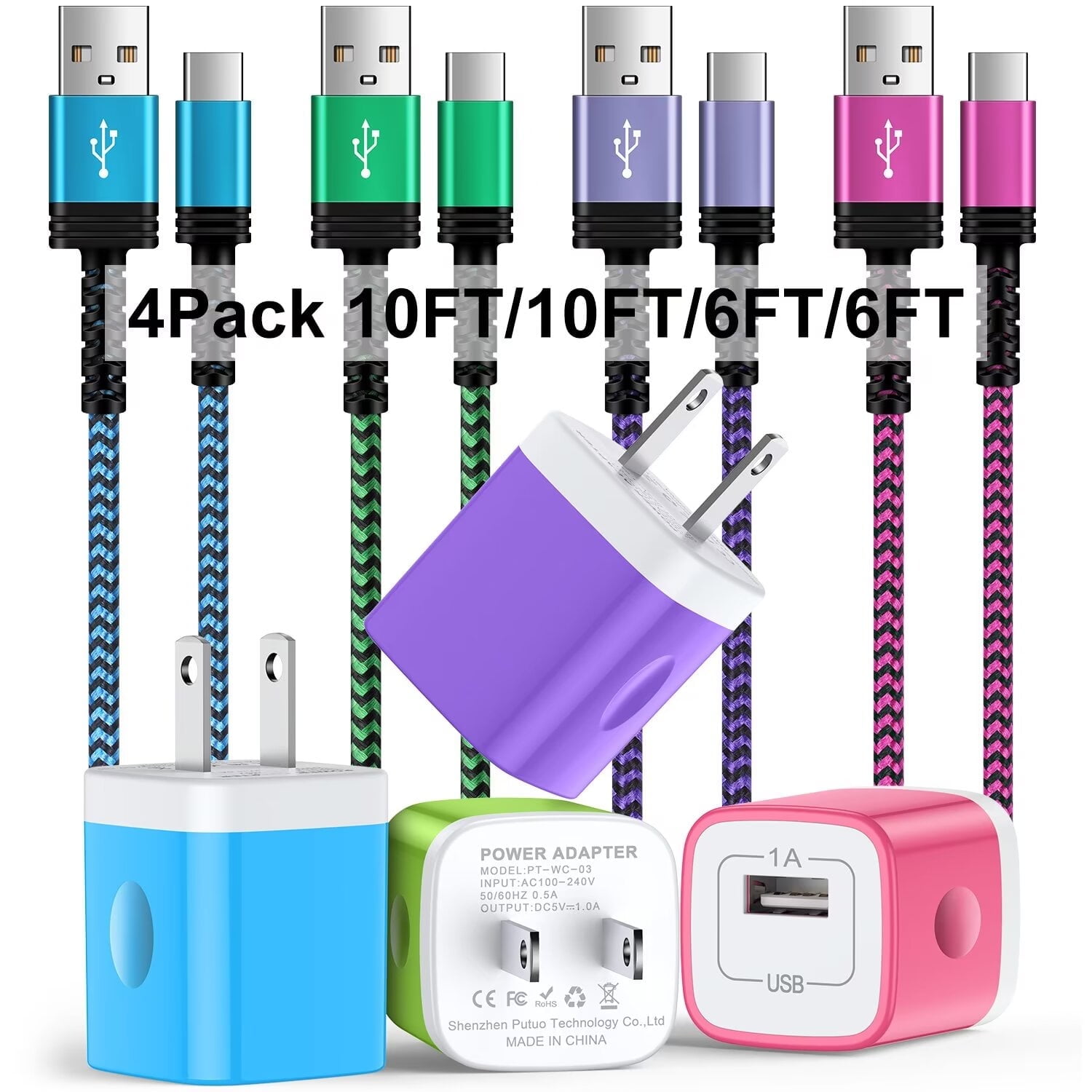 Type C Charger 10ft 6ft,USB Wall Charger Block Adapter,AILKIN 5V/1A ...