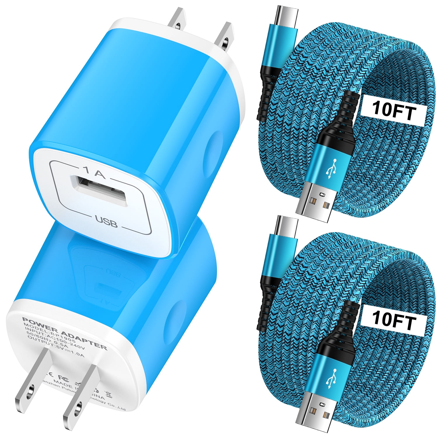 Type C Charger Block, Hootek 2 Pack USB C Cable 10FT Fast Charging ...