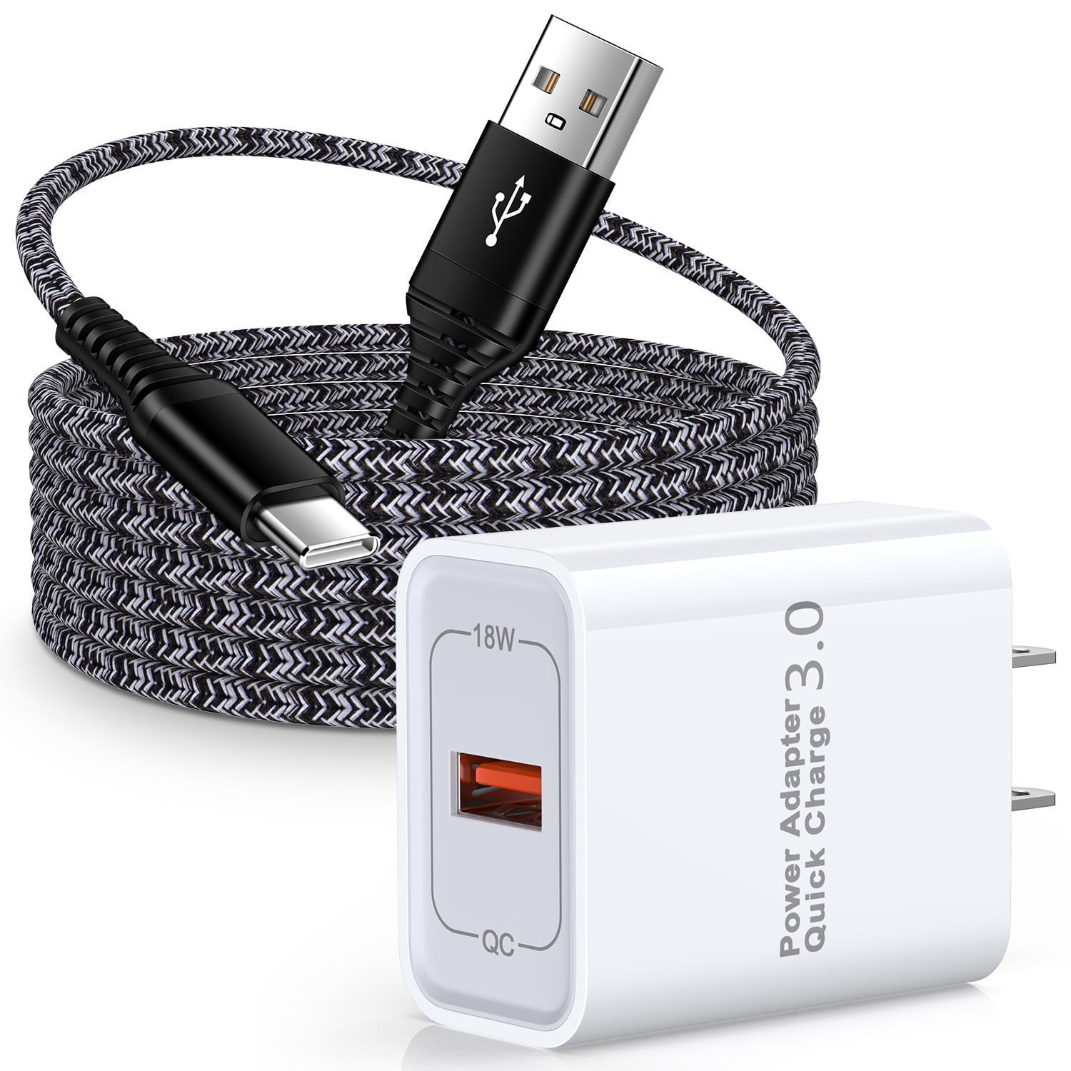 Type C Charger Block，Hootek USB Block with 10FT Type C Cable, 18W Fast ...