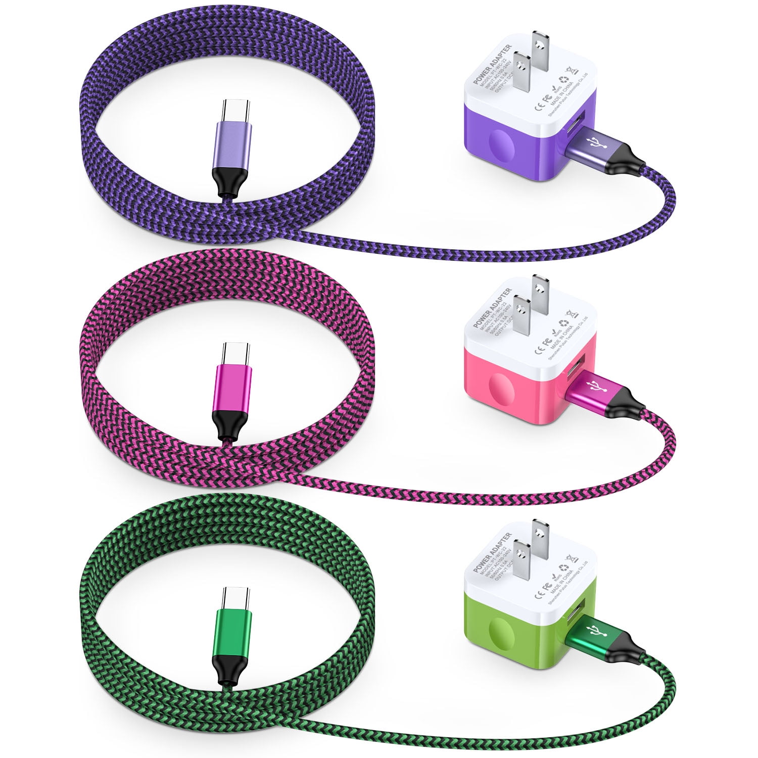 Type C Charger Block,HopePow 2Pack Android Charger 2PACK Type C Cable ...