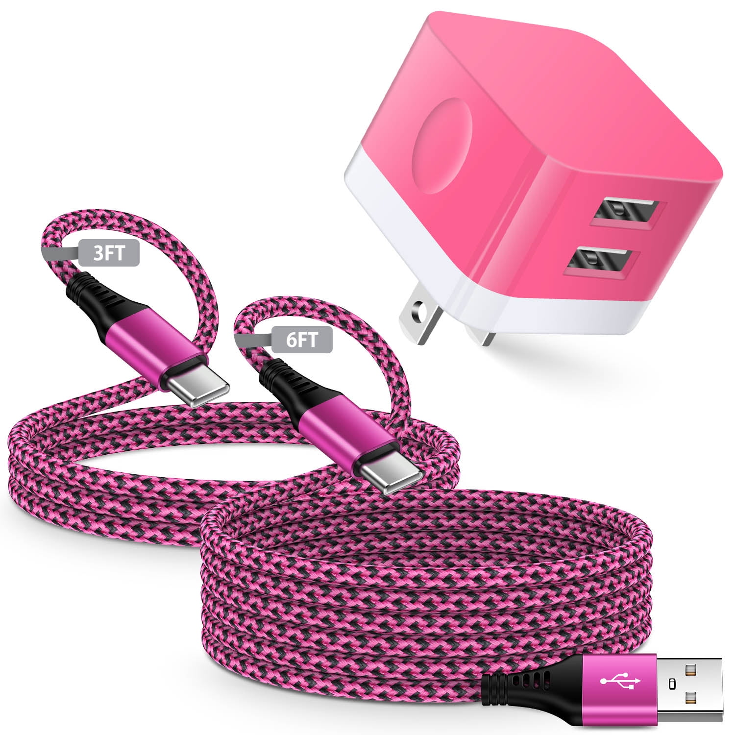 Type C Charger Block,HopePow Android Charger with 2PACK Type C Cable ...