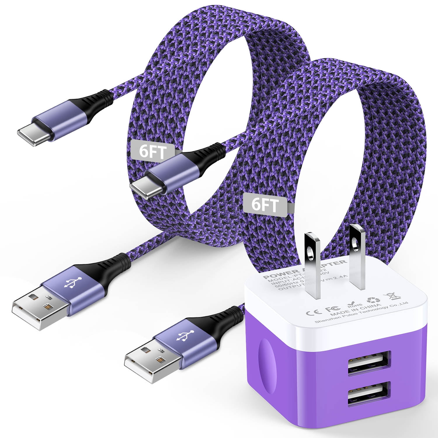 Type C Charger Block,HopePow Android Charger with 2PACK Type C Cable ...