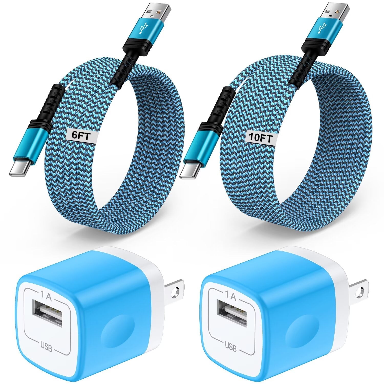 Type C Charger Block,with 2PACK Android Charger Fast Charging Cable 6ft ...