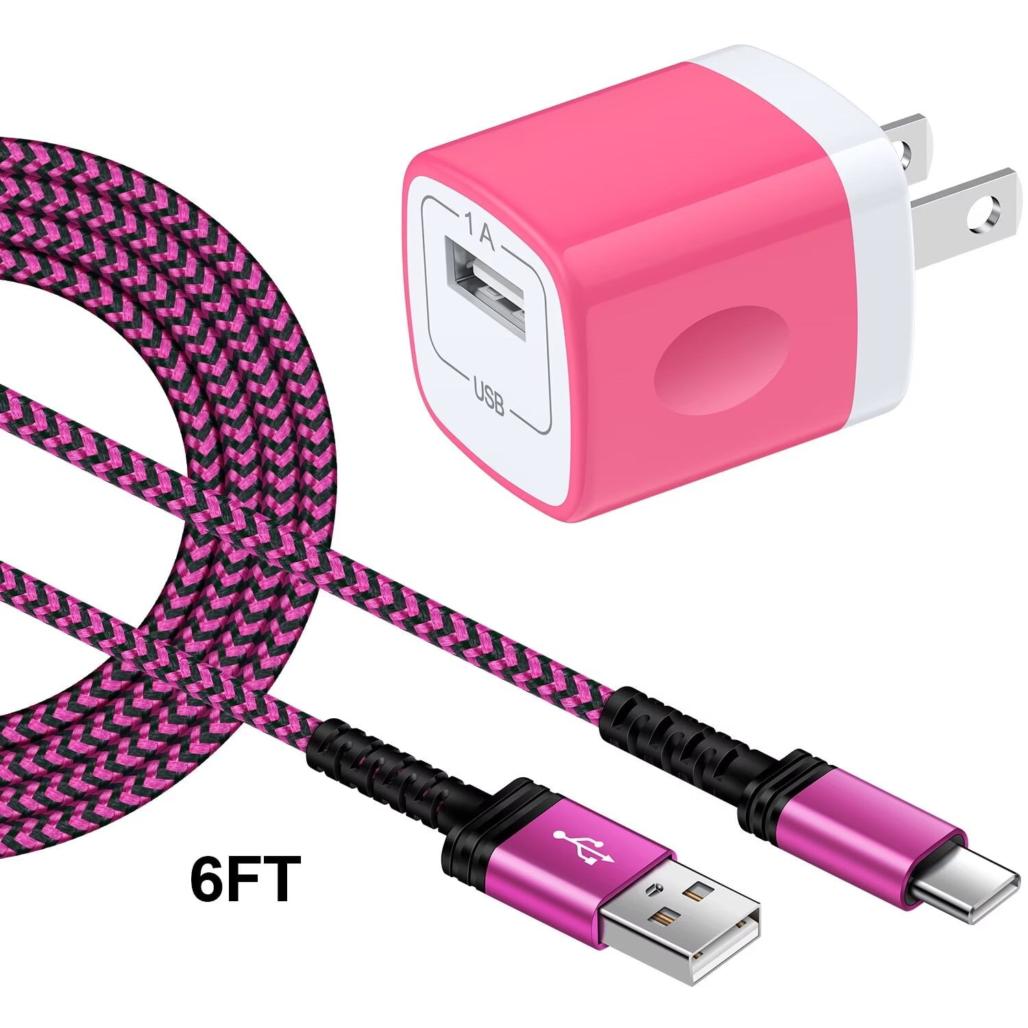 Type C Charger Block,with 3A Android Charger Fast Charging Cable 6FT 5V ...