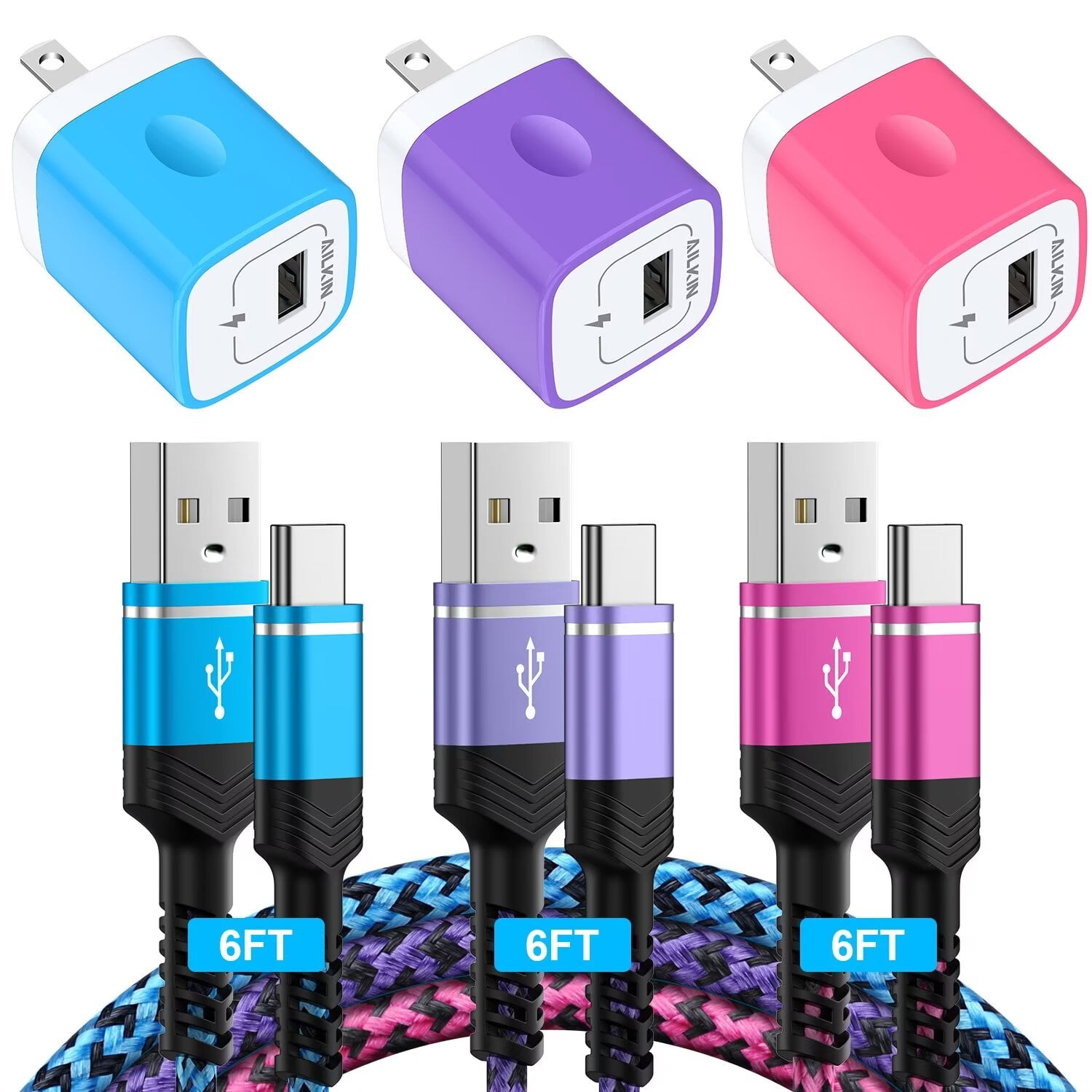 Type C Charger Fast Charging AILKIN Wall Charger Adapter Plug 3PACK ...