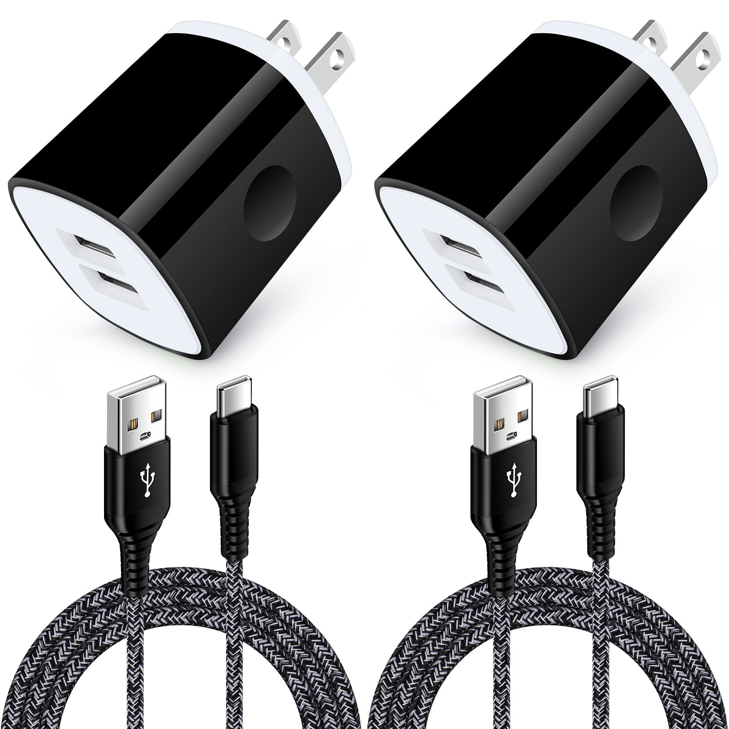 Type C Charger Fast Charging Cable 10ft,ABCPOW 2PCS 2.1A Charger Block ...