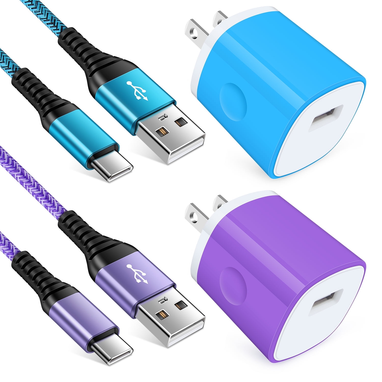 AbcPow 10ft USB-C Fast Charger Cable, Phone Data Adapter with USB Wall ...