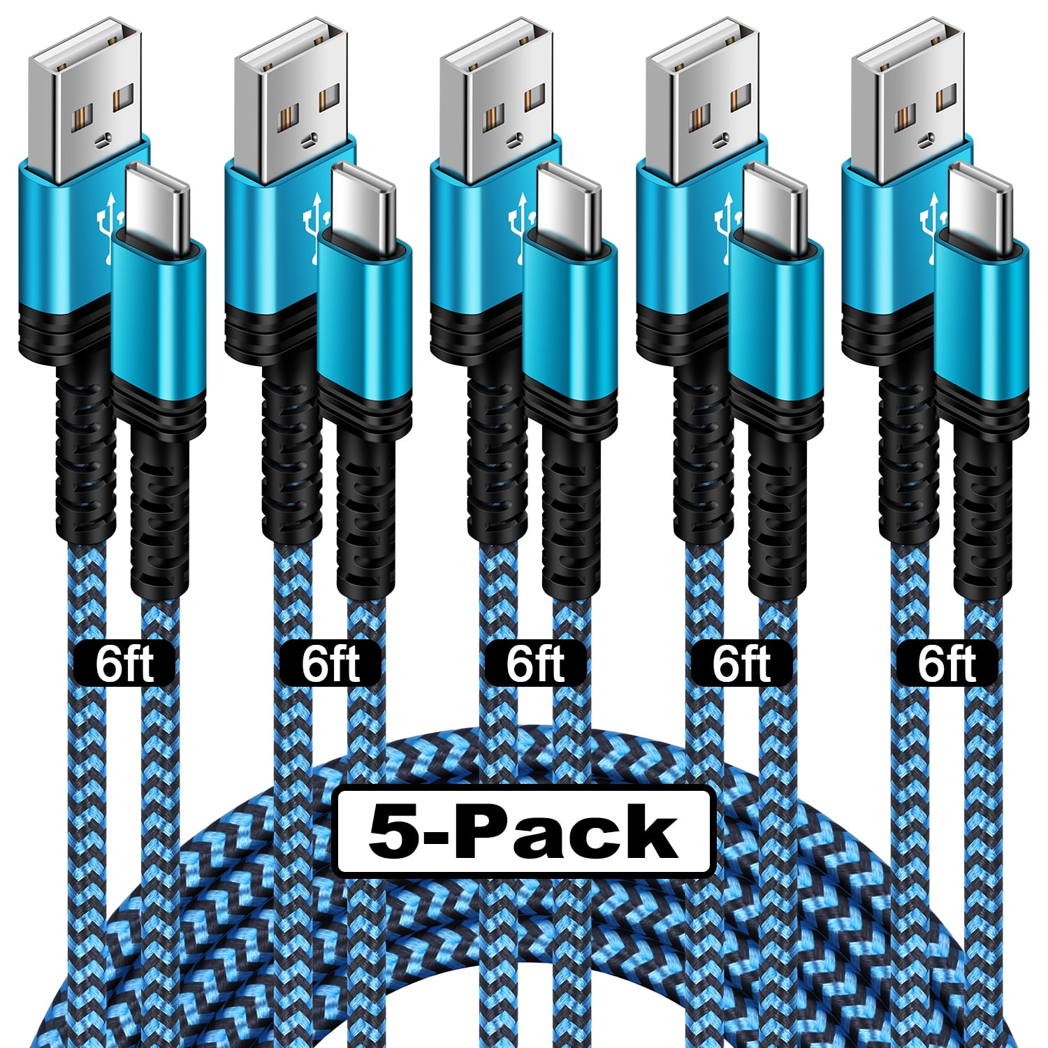 Type C Charger Fast Charging Cable 6ft,5PACK HopePow Usb A to Usb C ...