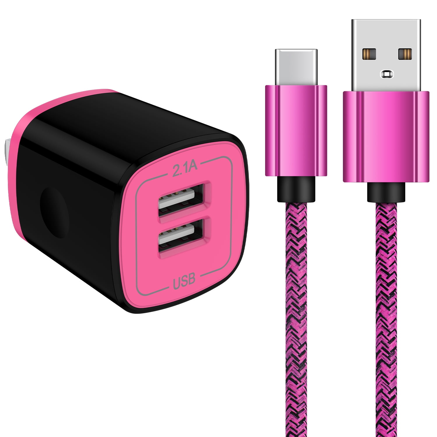Type C Charger USB C Cable Fast Charging Cable 6FT with USB Wall ...