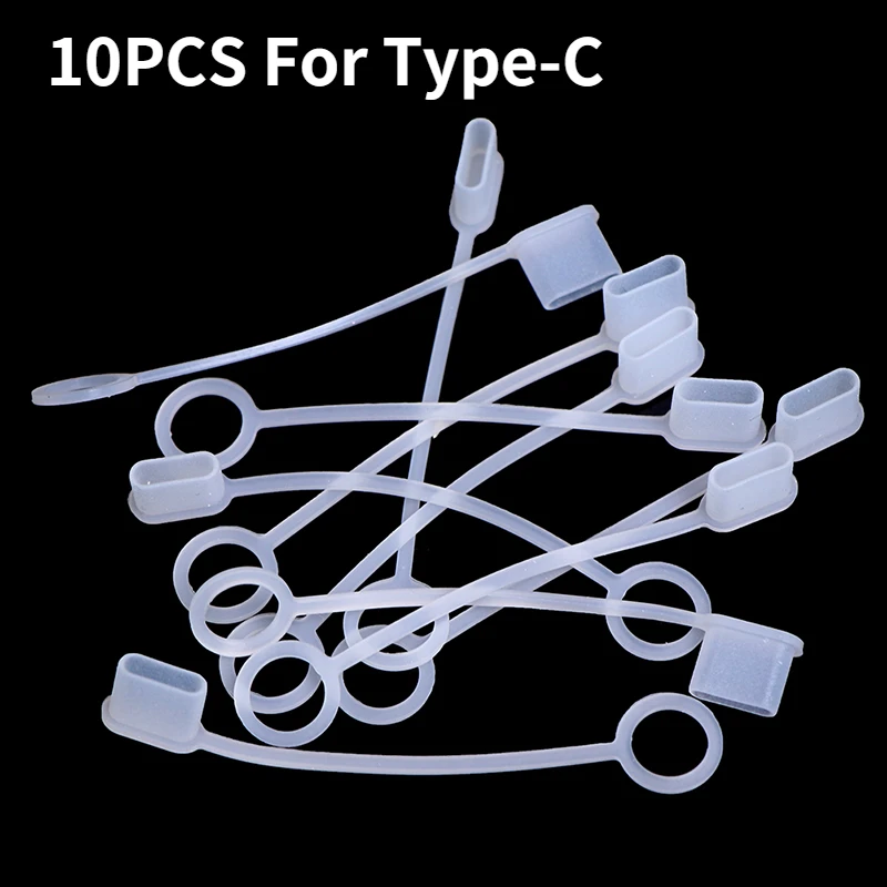 Type-C Charging Port Transparent Dust Plug With Rope Anti-Lost ...
