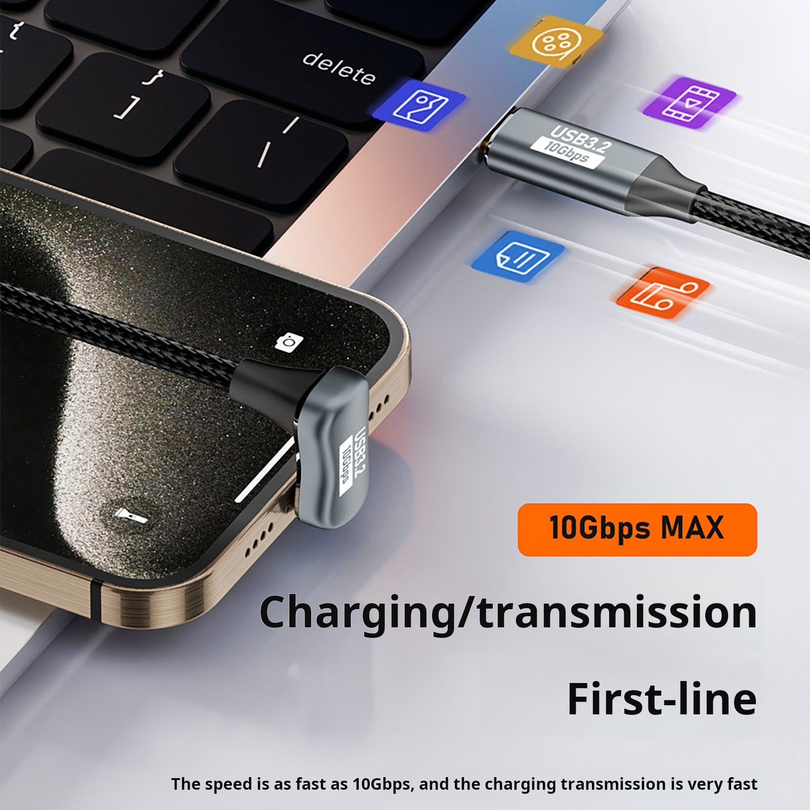 Type-C Data Cable USB3.2 Gen2 PD 100w High Speed Fast Charging Cable U ...