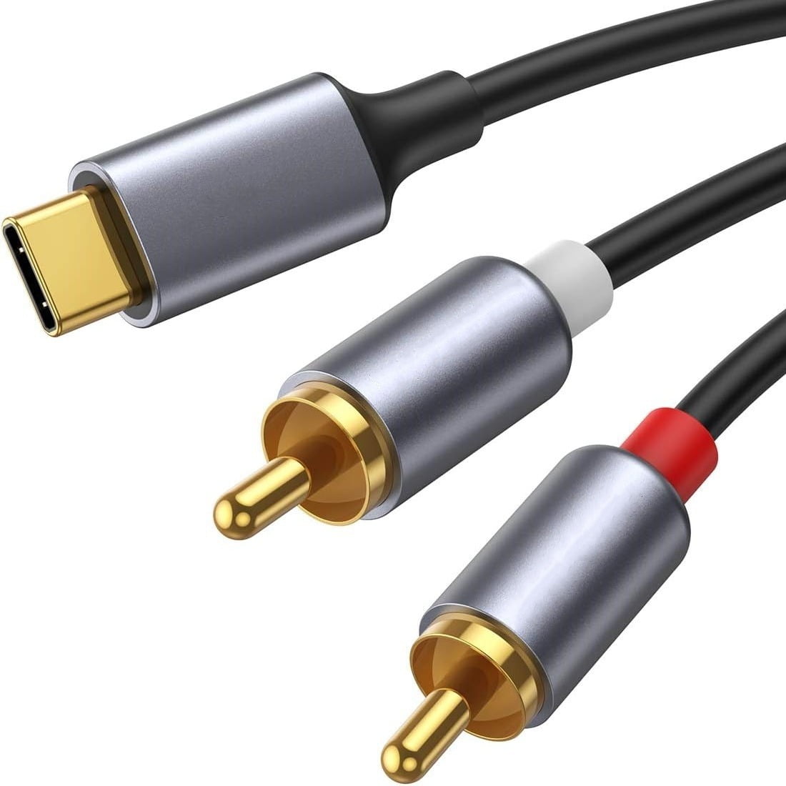 Type C to Dual RCA Audio Cable, 24-Bit HiFi Sound Adapter Cord, USB C ...