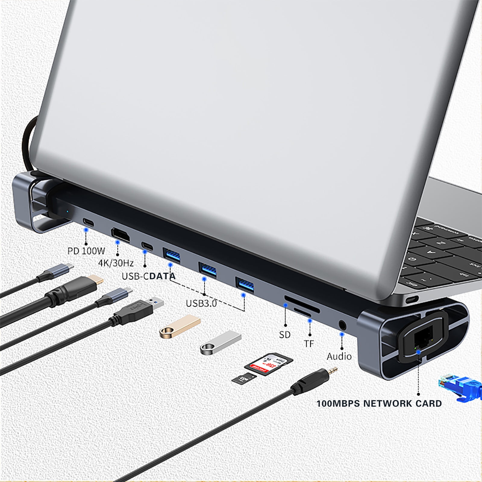 Type-C Expansion Dock, Laptop Stand, Multi-Port Hub, Foldable Design ...