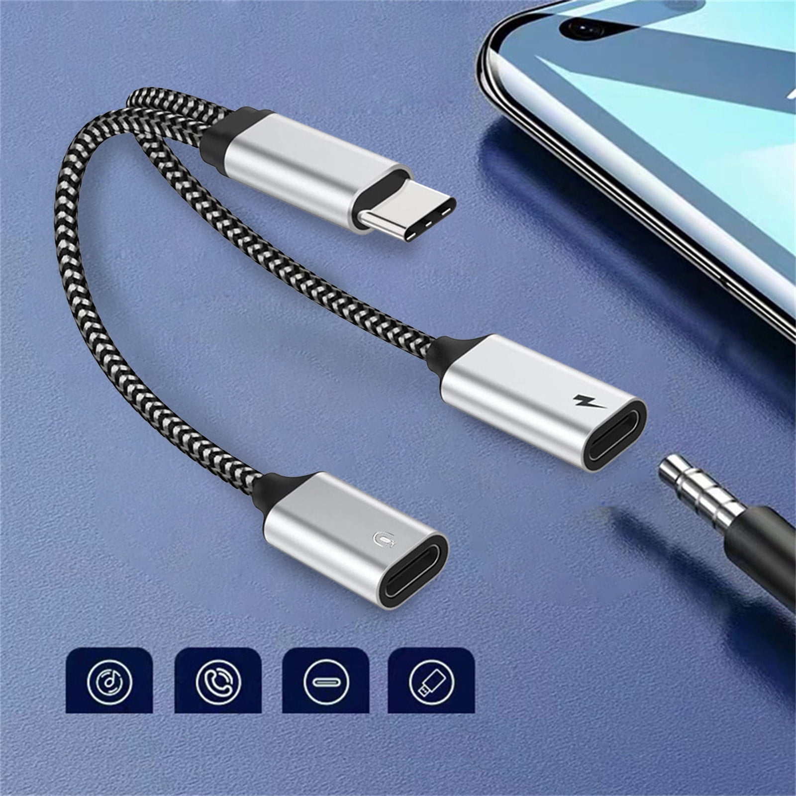 Type-c Fast Charging Adapter, Reversible Splitter Headphone Charger ...