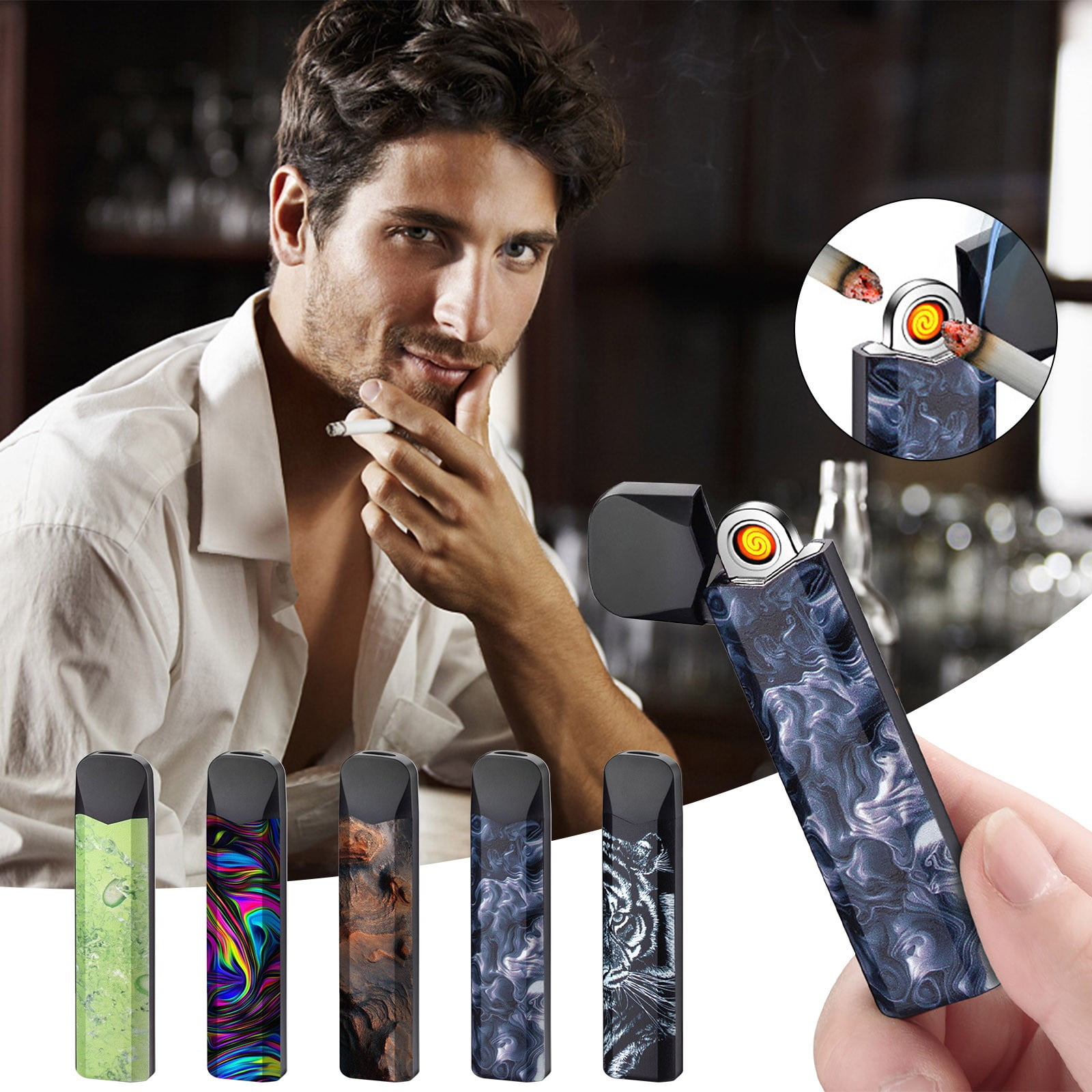 Type-C Fast Charging Port, Compact Dual-Sided Lighter, Openable Design ...