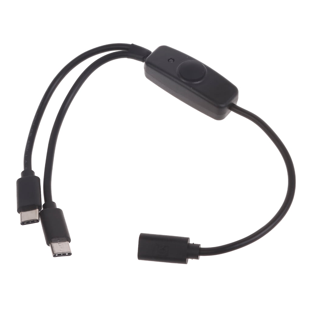 Type-C Female to Double Male Charging Adapter Cable with On/Off Button ...
