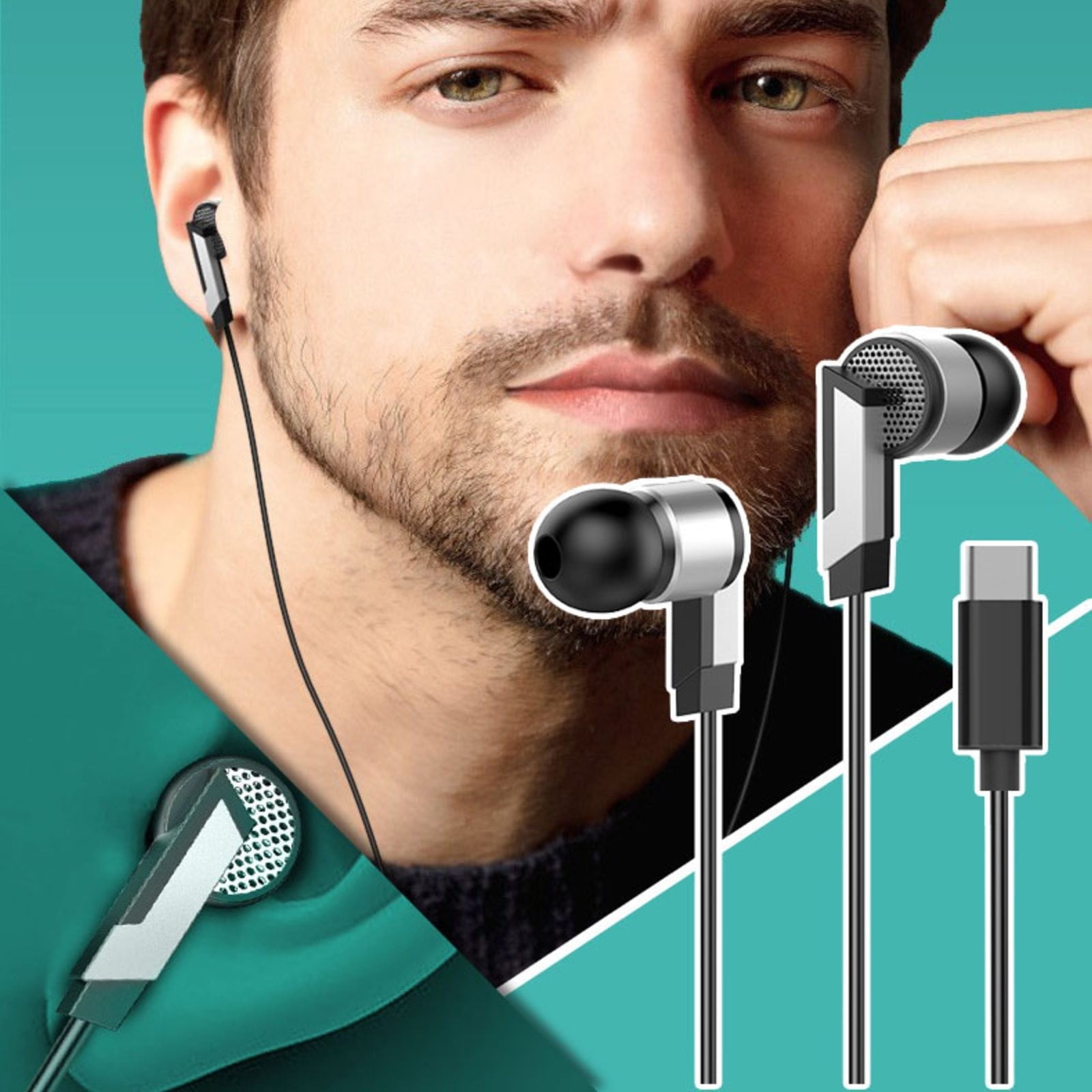 Type C Gaming Gaming Headset Wire Controlled Metal Subwoofer In Ear ...