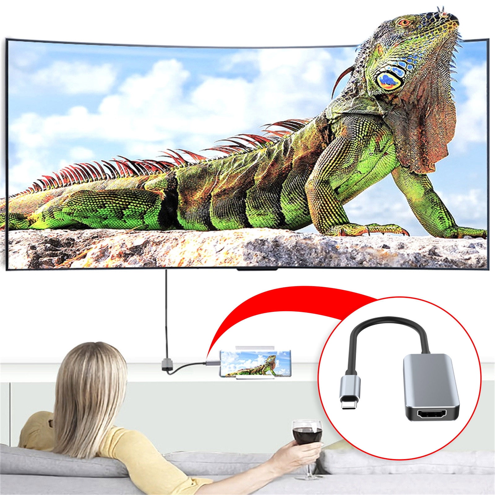 Type-C HD Adapter Hub Data Ports 4K For Mobile Phone High definition TV ...