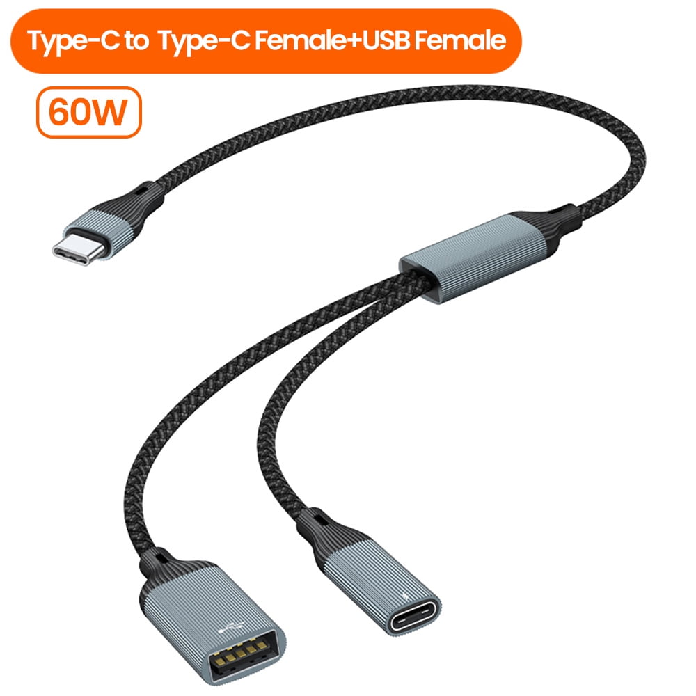 Type C HUB PD 60W Fast Charging Multi Port Splitter Cable USBC Male to ...