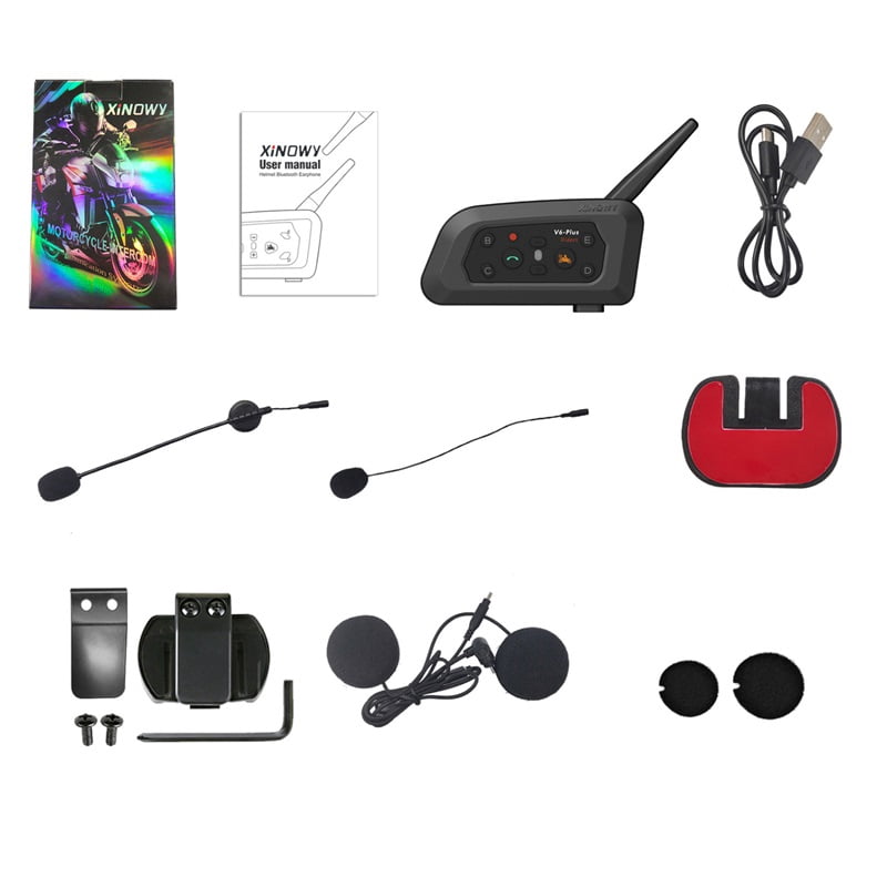 Type-C Motorcycle Helmet Bluetooth Intercom, Xinowy V6 Plus with 800M ...