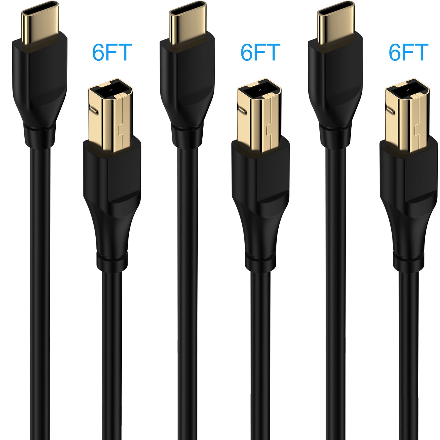 Type C Printer Cable 6FT,3Pack USB C to USB B Printer Cable to Computer ...
