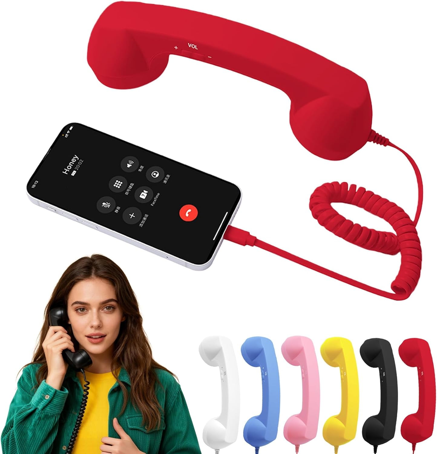 Type-C Retro Phone Handset, for iPhone & Android, Retro/Wired with ...