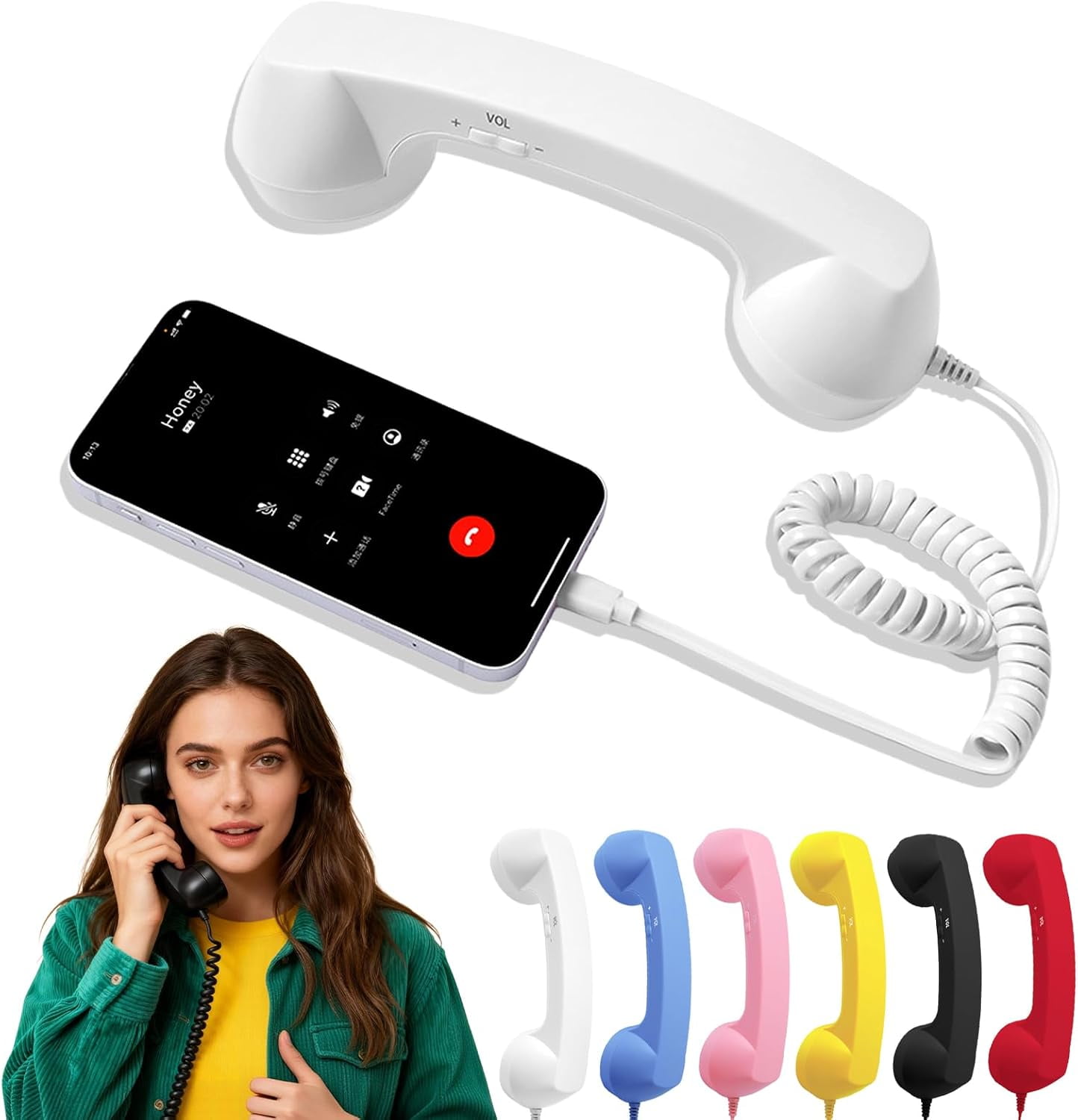 Type-C Retro Phone Handset, for iPhone & Android, Retro/Wired with ...