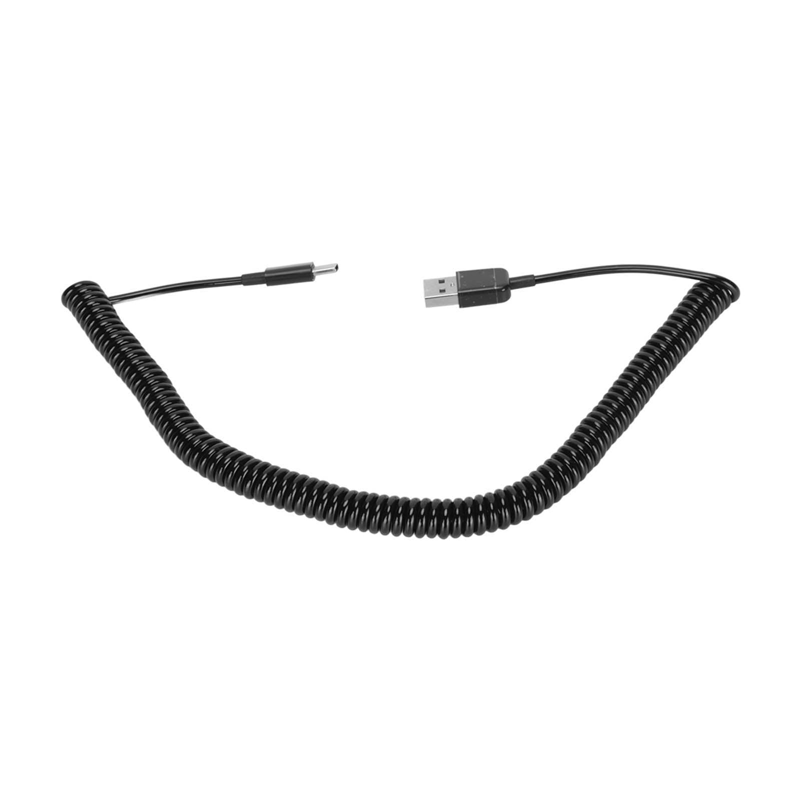 Type C Spiral Coiled Adapter, Black 24pin Terminal Type C To USB 2.0 ...