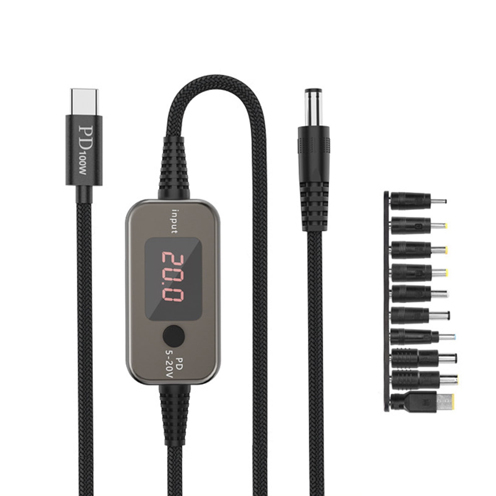 Type C To 5.5x2.1mm Charging Cable With 10 Interchangeable Tips ...