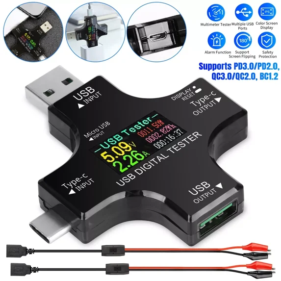Type-C USB Digital Meter Tester Multimeter Current Voltage Power ...