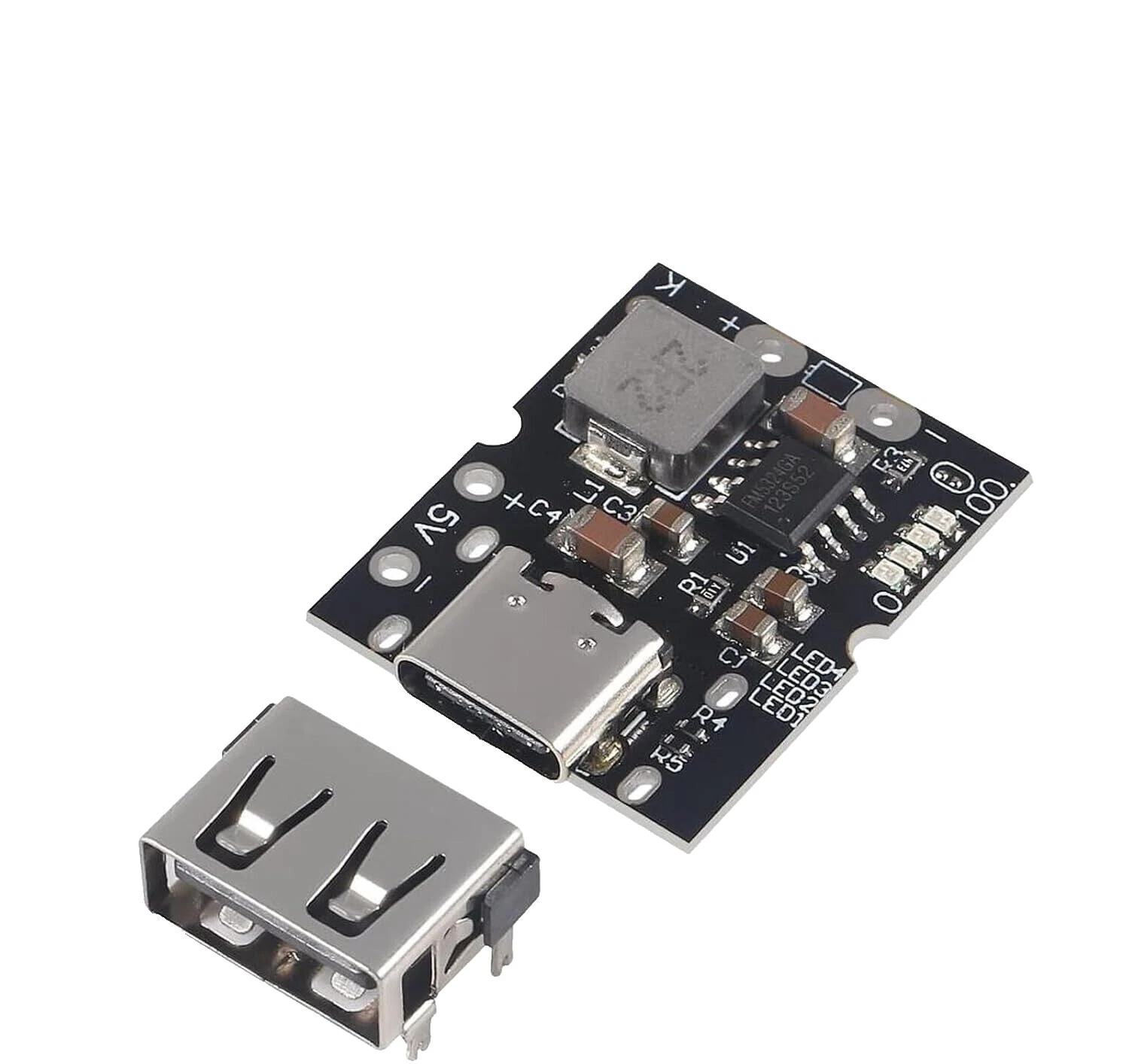 Type-C Usb 5V 2A Boost Converter Module With Led Display & Battery ...