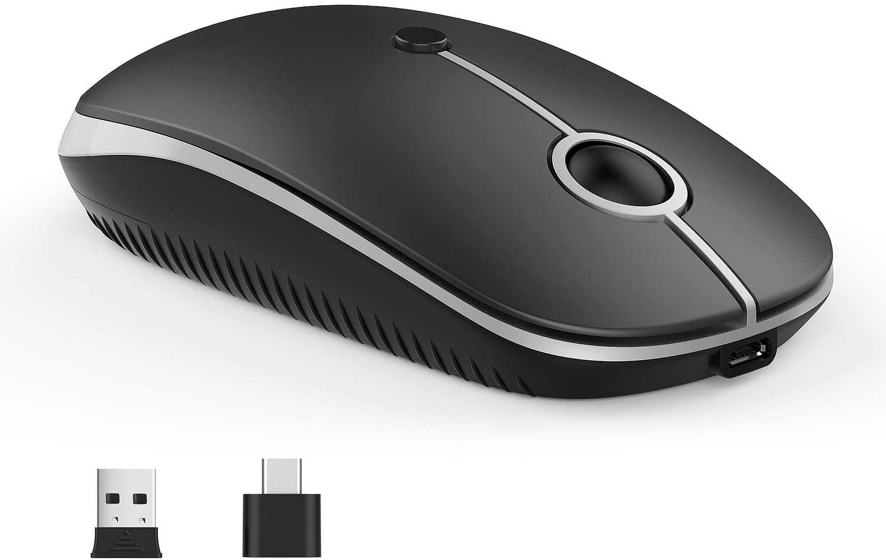 Type C Wireless Mouse, USB MacBook Mouse Dual Mode Cordless Mice with and Receiver Compatible PC ...