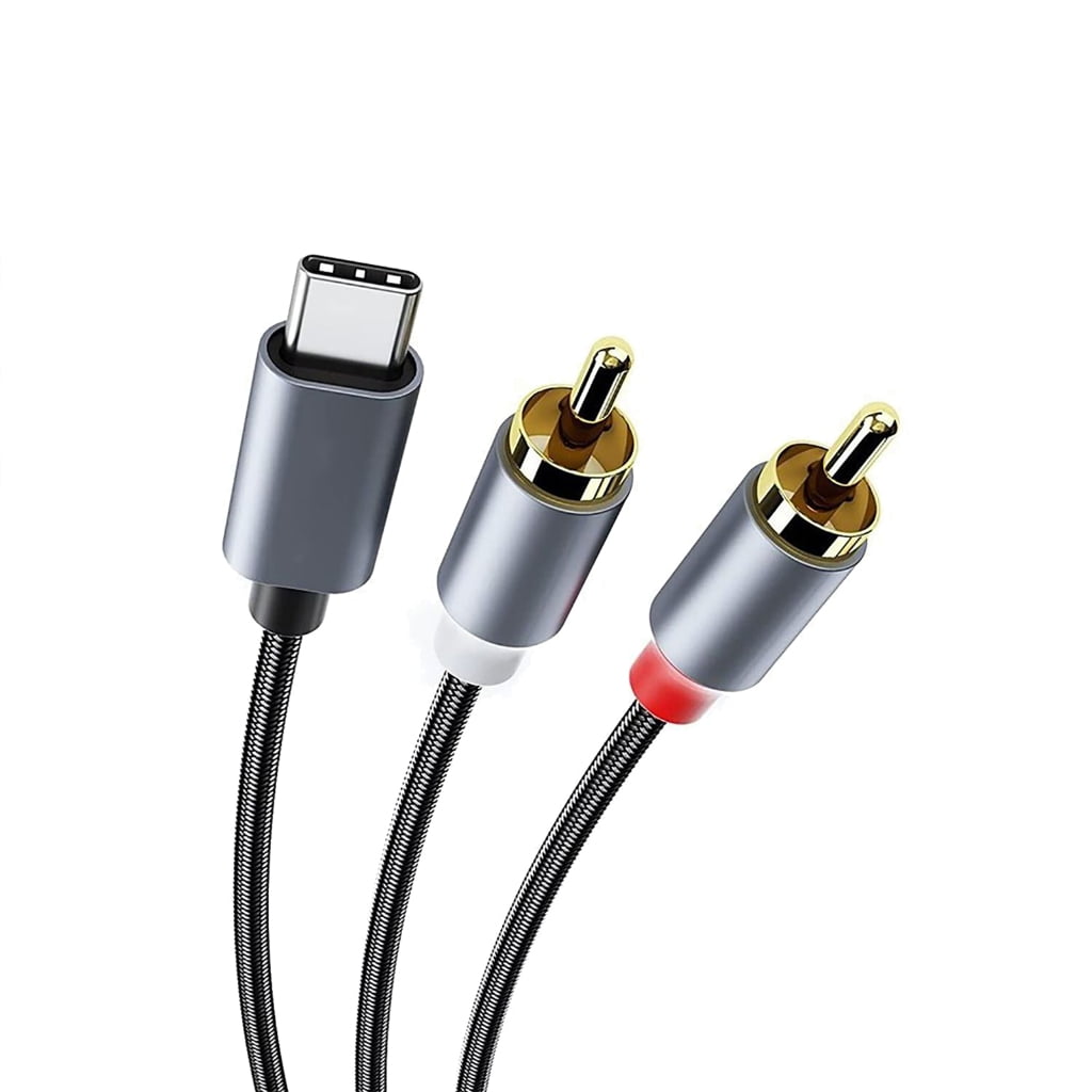 Type C to 2RCA Adapter Cable Plug and Play Cord Y Splitter Wire Line ...