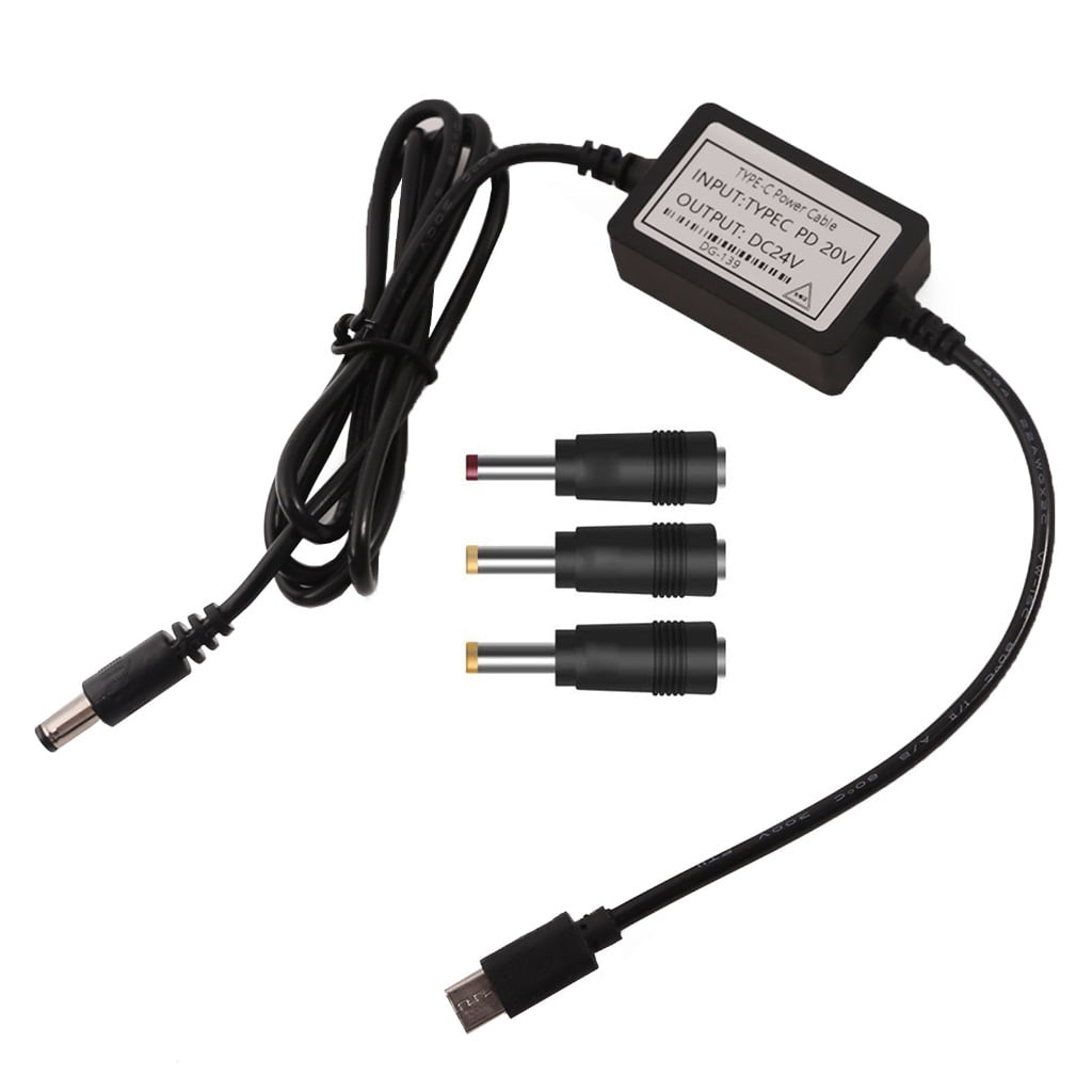 Type-C to DC Power Cable 24V USB-C Plug to DC 5.5 x 2.1mm Male Charging ...