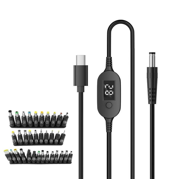 Type C to DC5525 Power Cable Adjustable Voltages 5V 9V 12V 15V 20V 28V ...