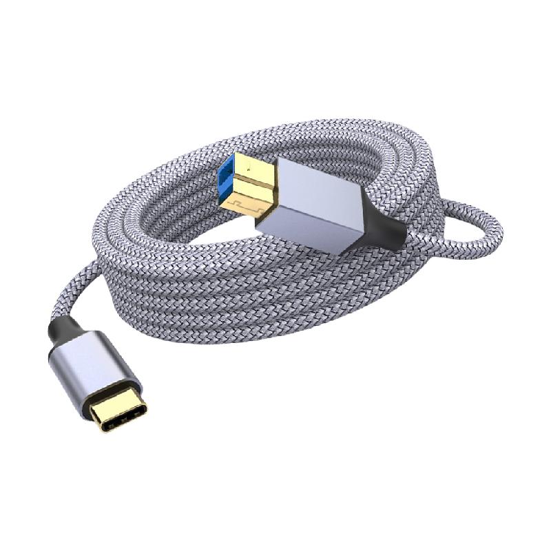 Type C to USB B Printer Cord Wide Compatibility Flexible Braided Cord ...