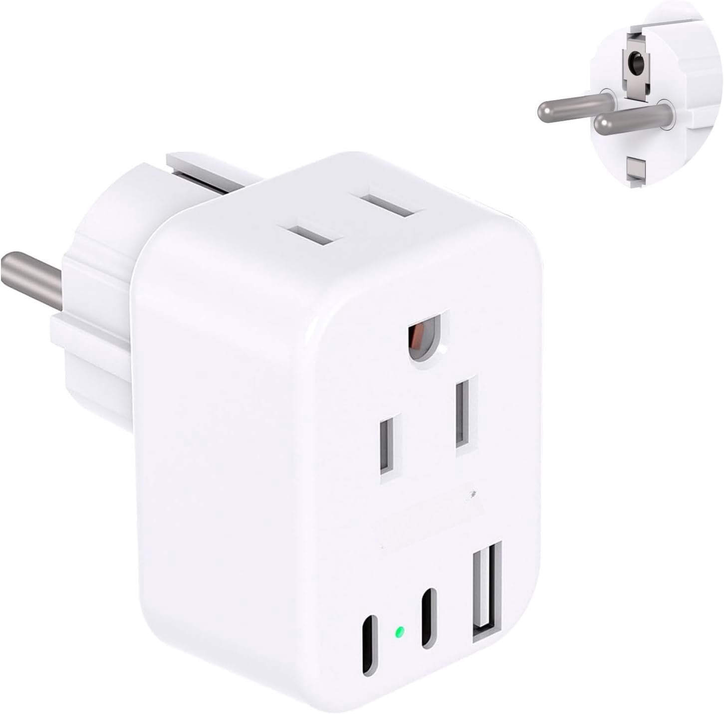 Type E F Plug Adapter, France Travel Plug Adapter with 2 Outlets 3 USB ...