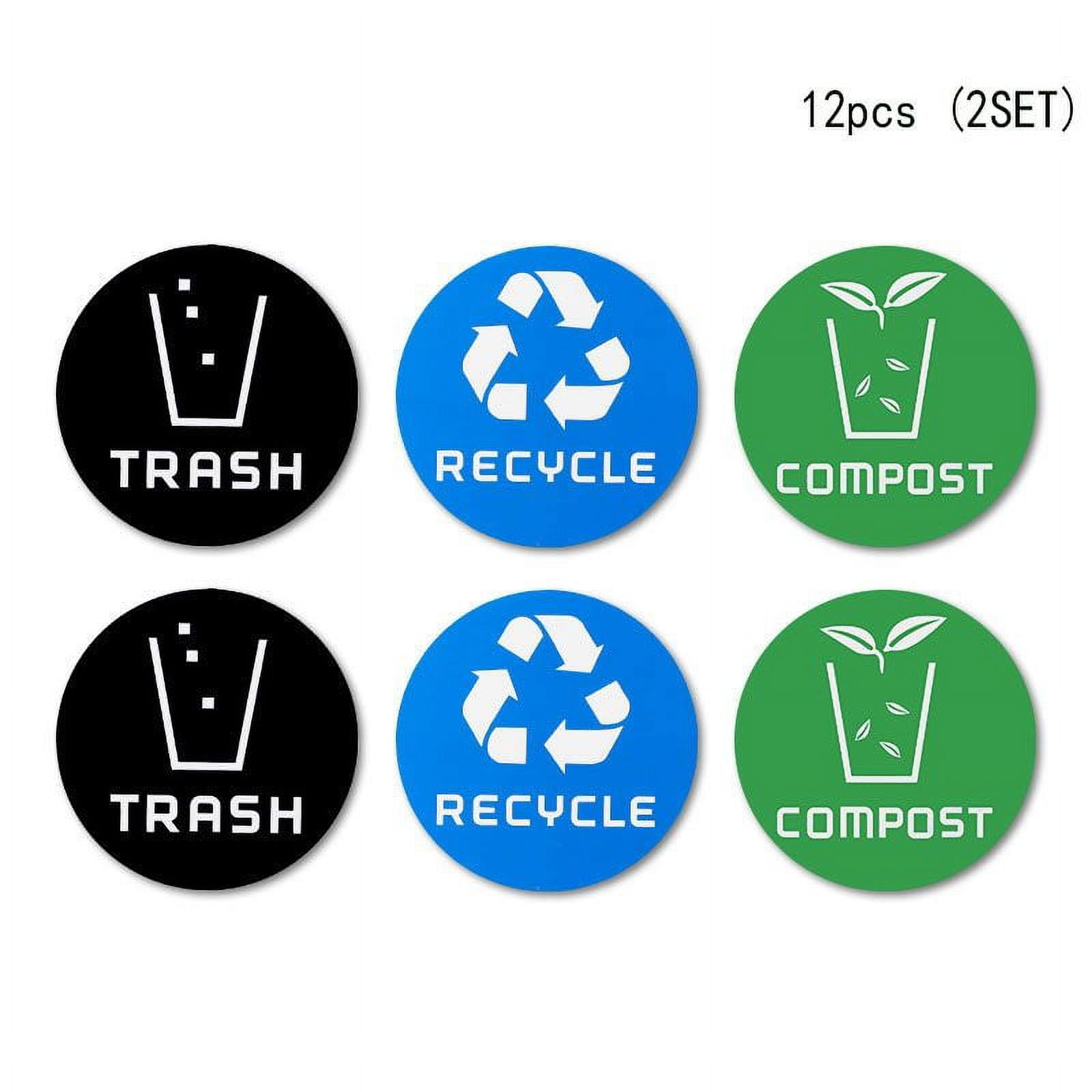 (Type P2) 12pcs Diameter 10CM PVC Recycle Trash Bin Sticker Vinyl ...