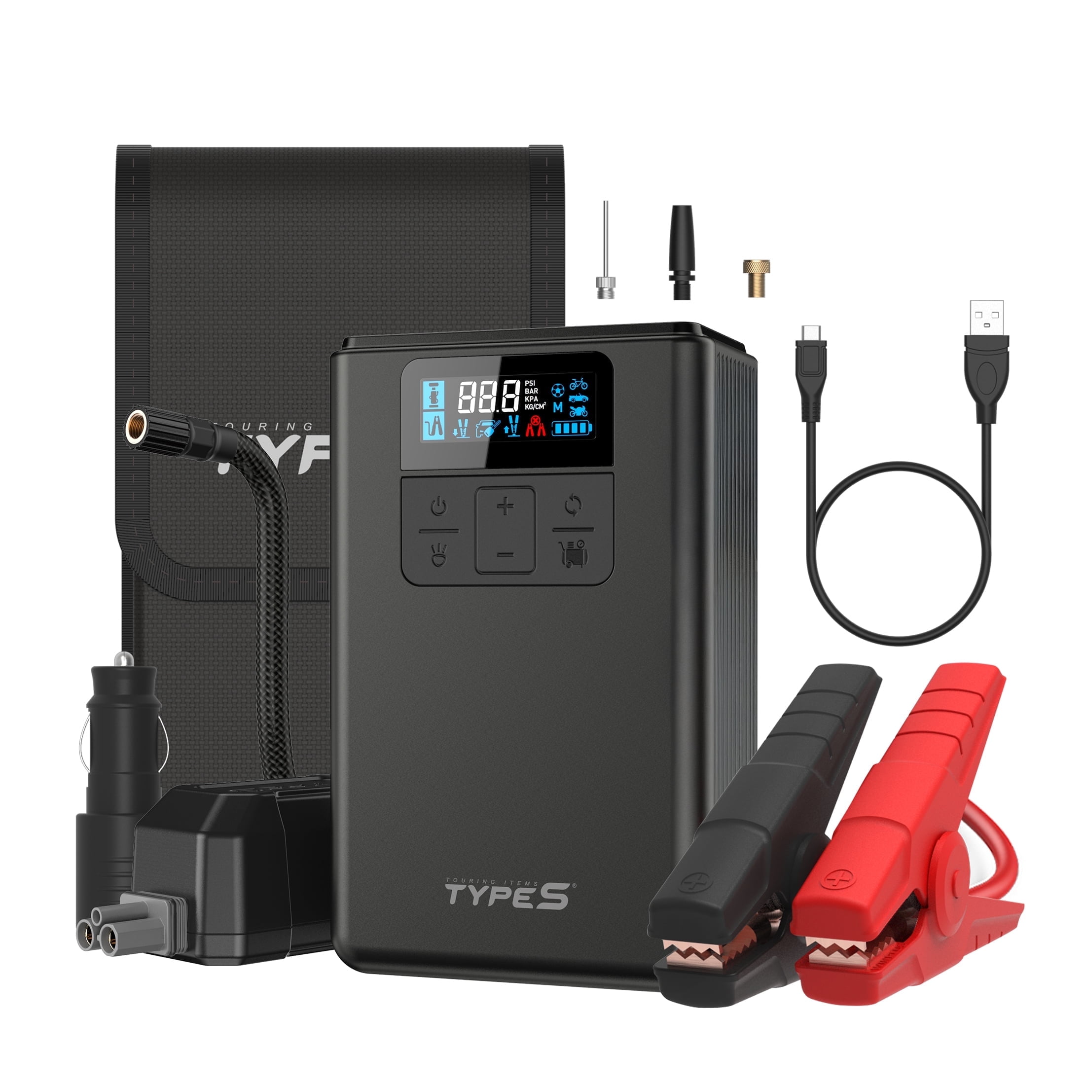 Type S 700A 12V Tire Inflator and Jump Starter - Portable Battery Jump ...