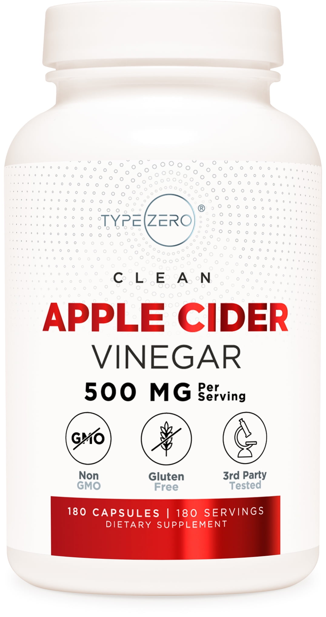 Type Zero Apple Cider Vinegar Capsules (180 Count) 500mg Per Serving ...