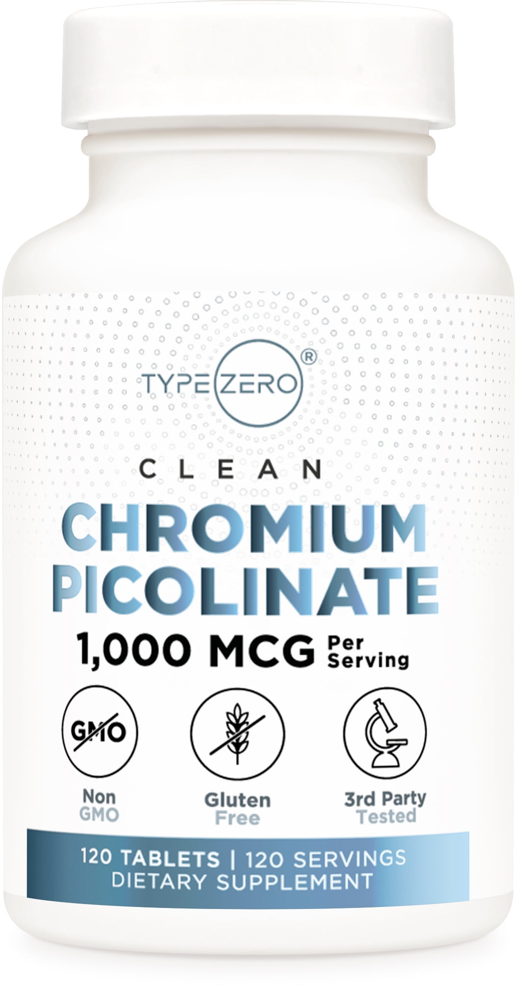 Type Zero Clean Chromium Picolinate Tablets (120 Count) 1,000 MCG Per ...