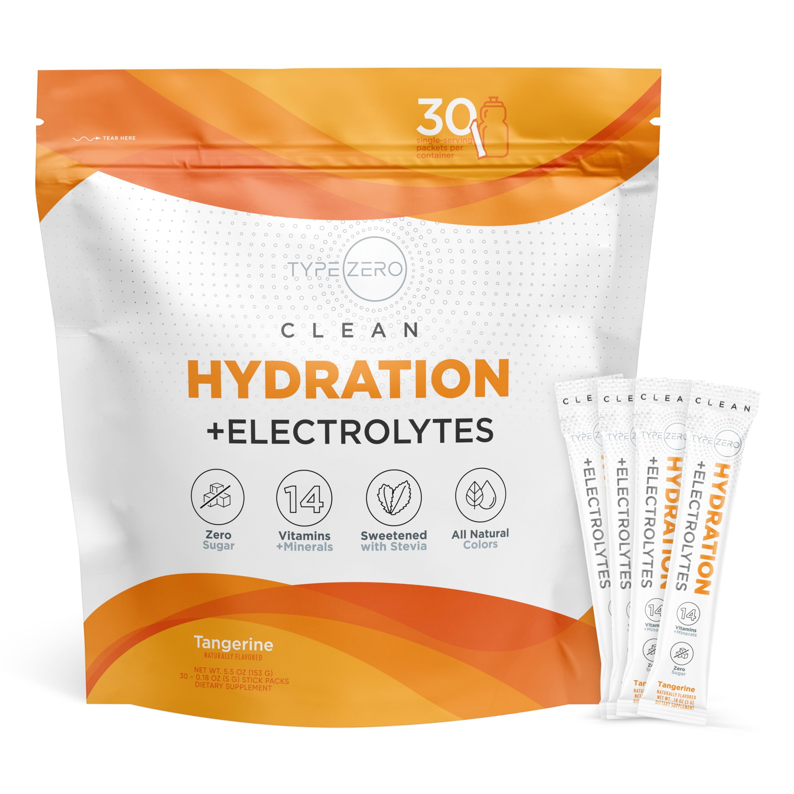 Type Zero Clean Hydration + Electrolytes Drink Mix (30 Single-Serving ...