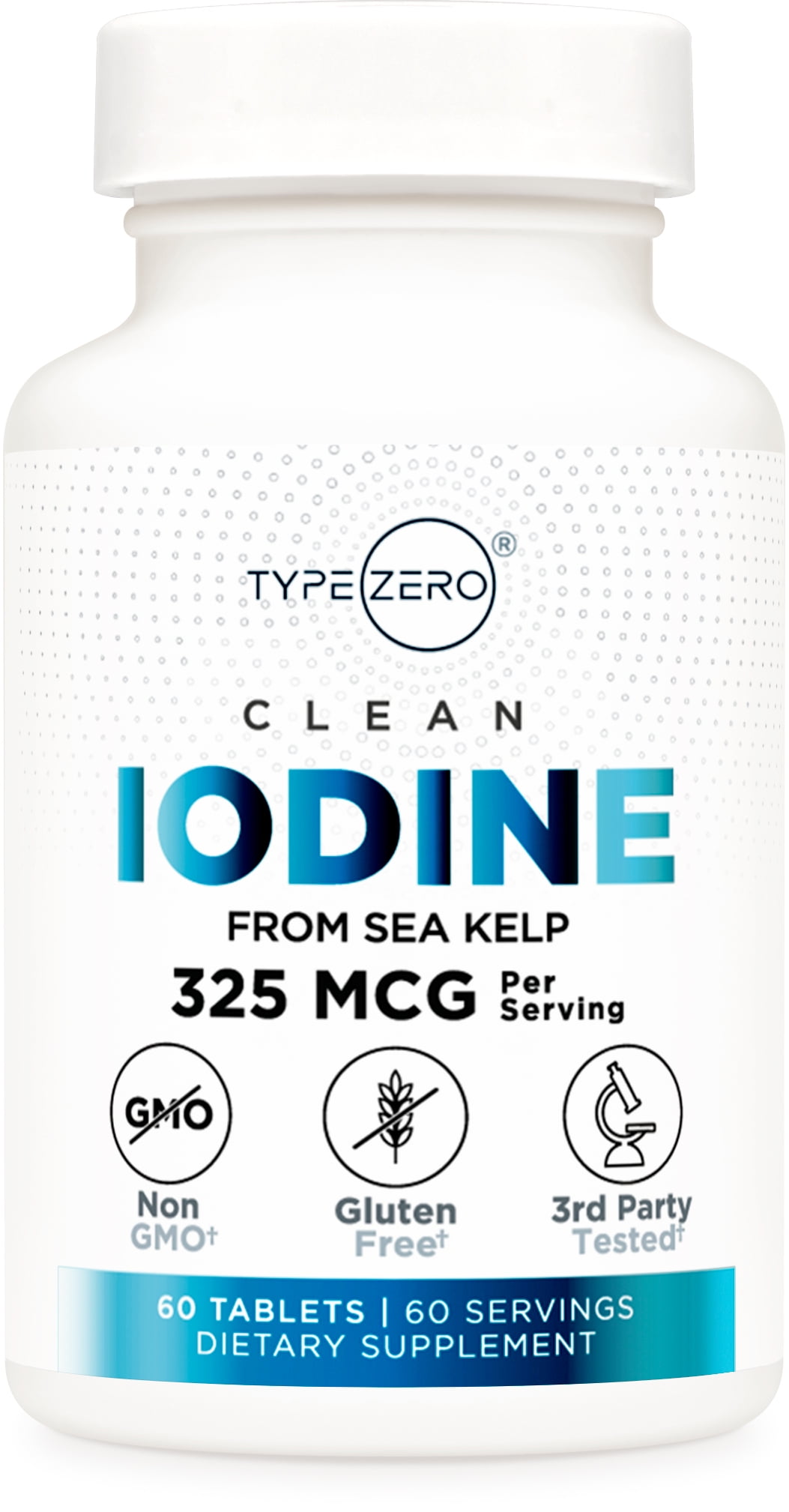 Type Zero Clean Iodine Supplement (From Sea Kelp) 60 Tablets (325mcg Each) -Non-GMO, Gluten Free ...