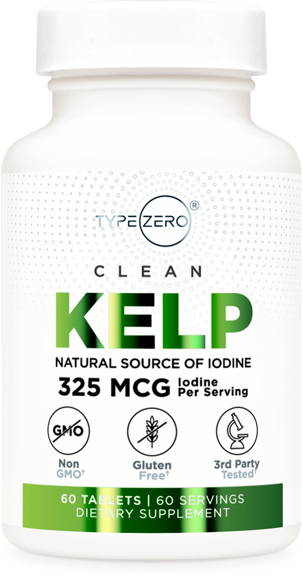 Type Zero Clean Kelp Tablets (60 count) 325 MCG Per Serving - Natural ...