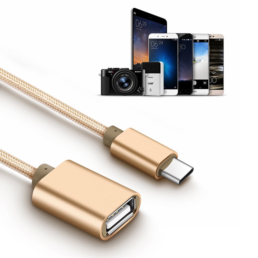 OTG Cable Type C to USB 2.0 Connect Adapter Gold - Walmart.com