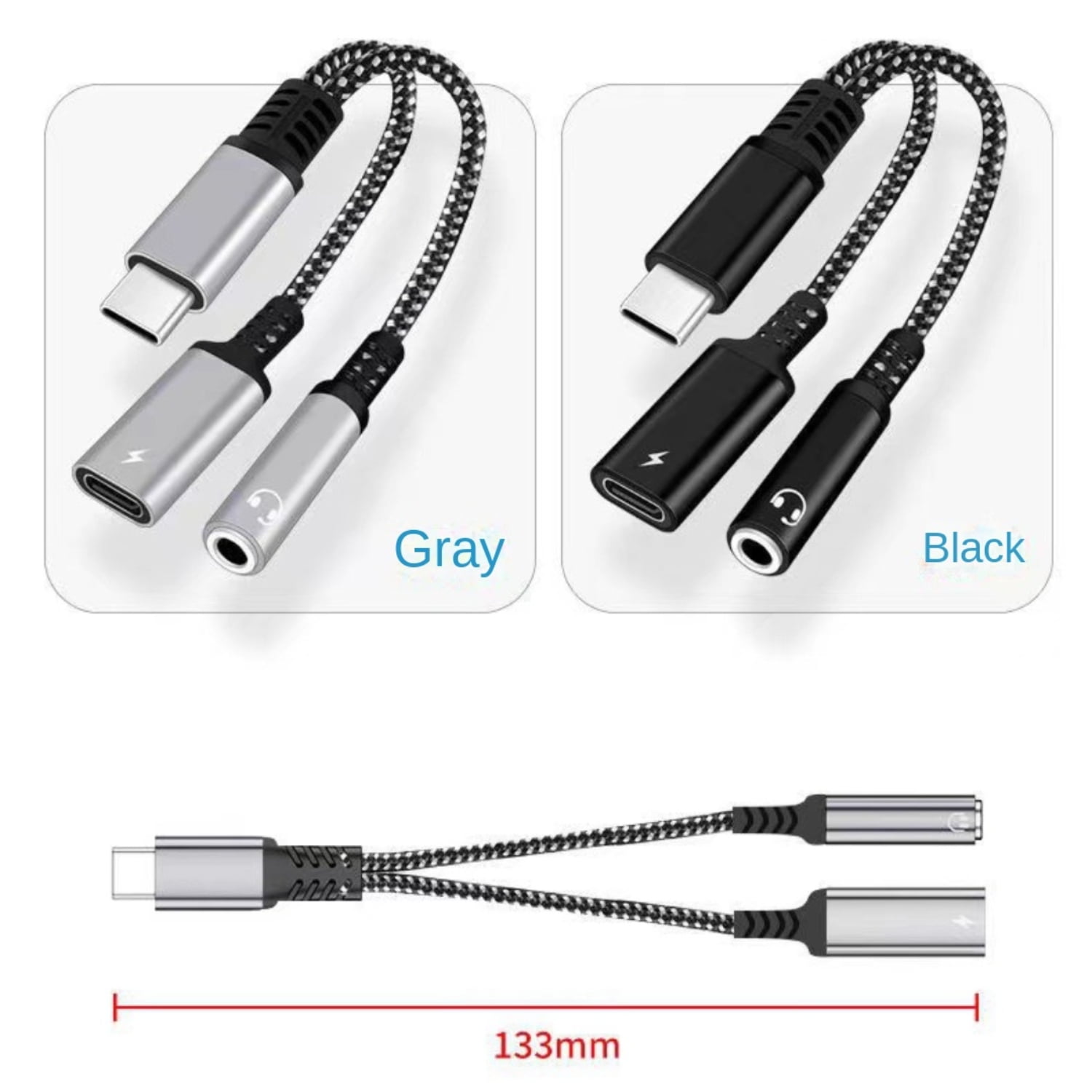 USB-cto3.5+type-c headphone adapter cable, fast charging digital ...