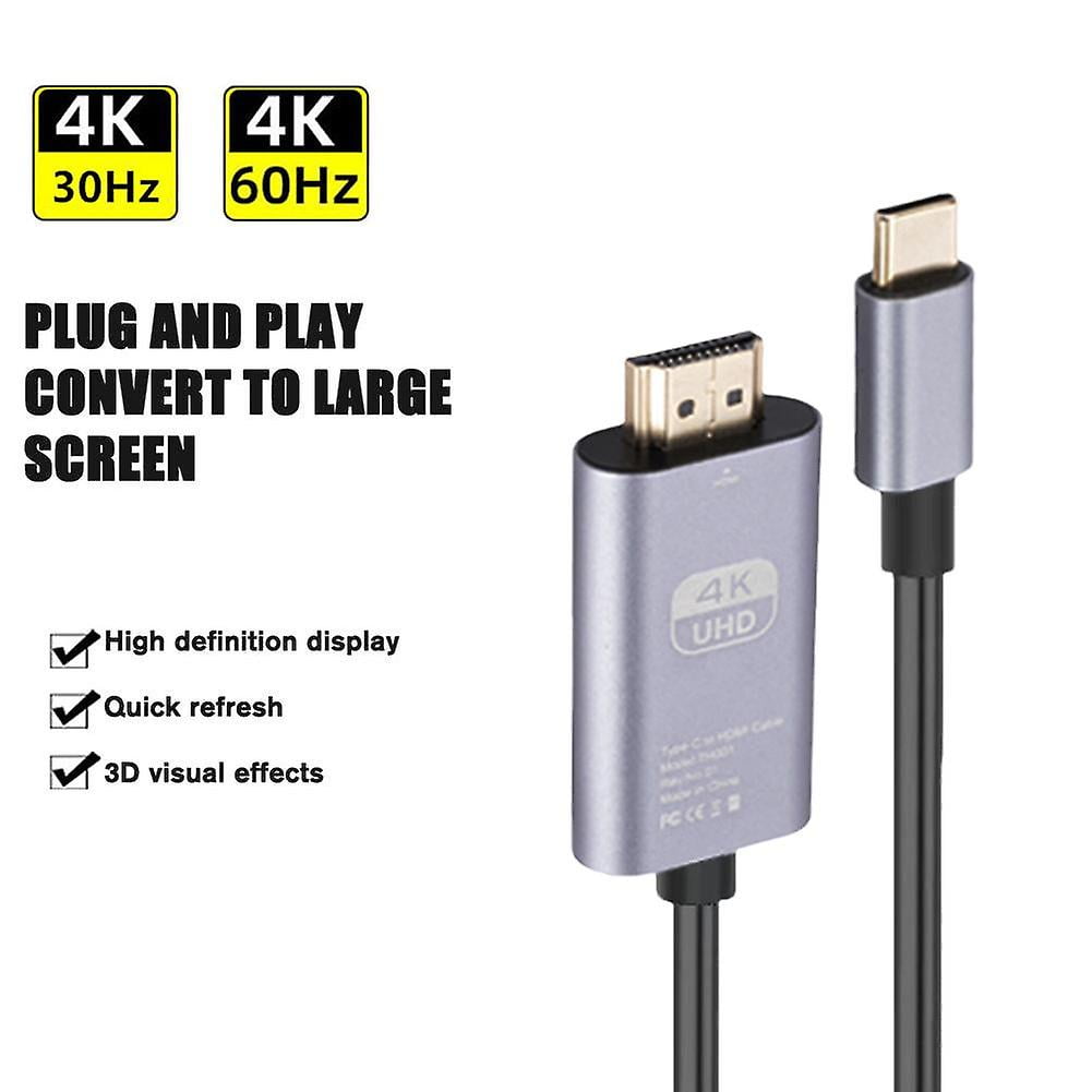 Type-c USB C to HDMI Cable 4K 30/60hz Ultra High Speed Adapter Cable ...