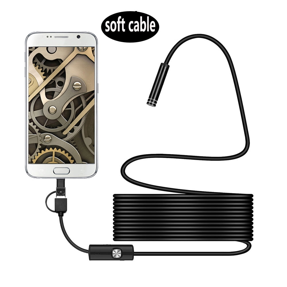 Type c inspection camera camera 8mm 1080p flexible hard cable snake ...